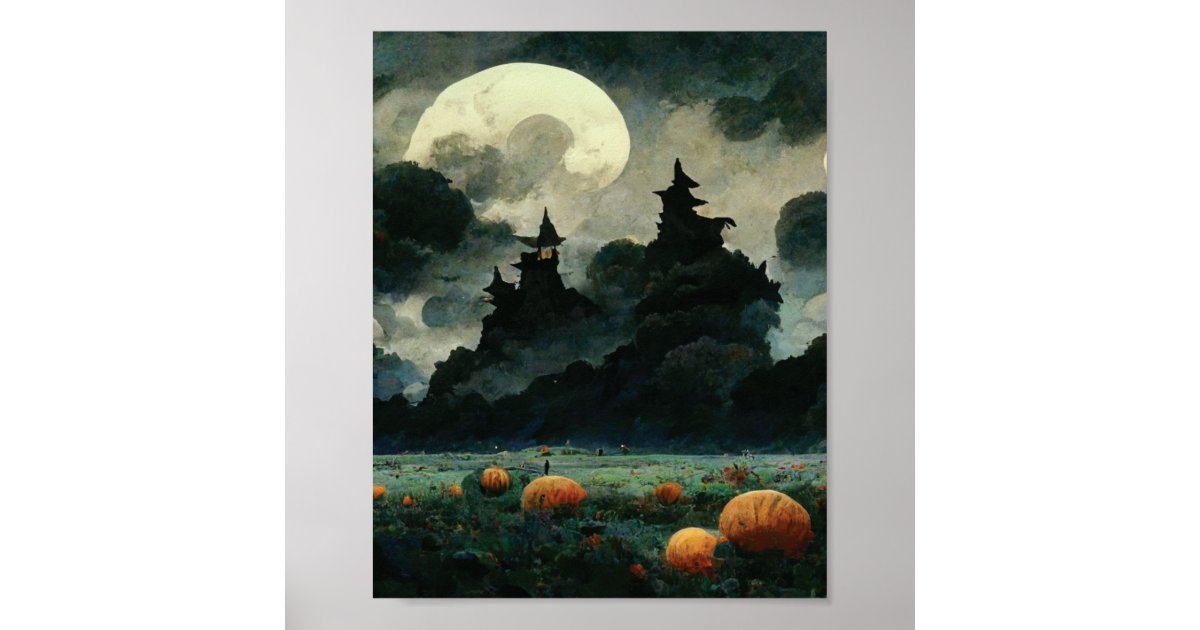 Spooky Halloween Landscapes Poster | Zazzle