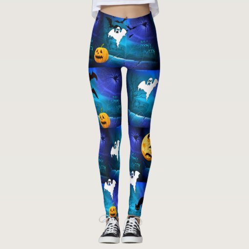 Spooky Halloween Leggings Bats Running Pants | Zazzle