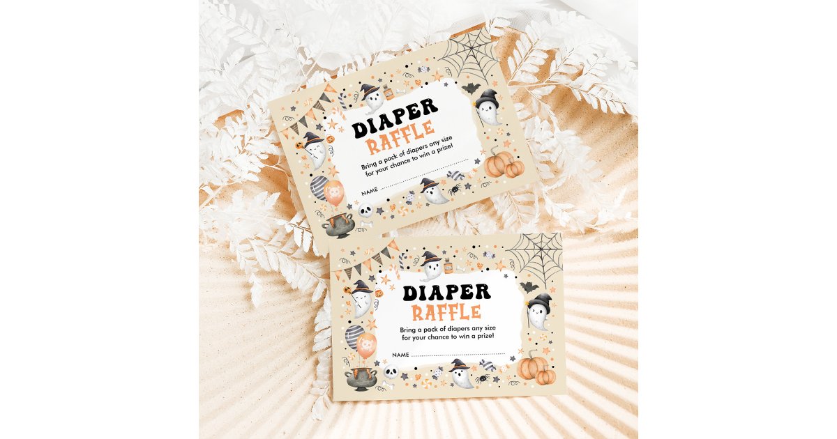 Spooky Halloween Little Boo Ghost Diaper Raffle Enclosure Card | Zazzle