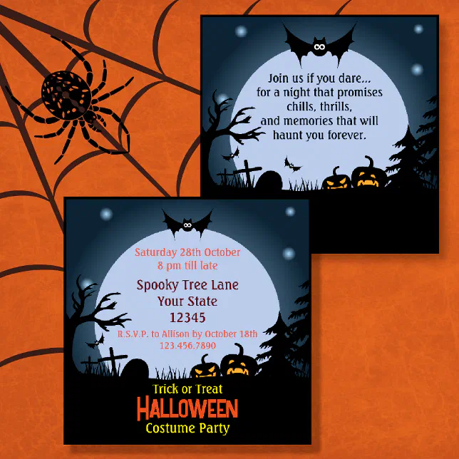 Spooky Halloween Night Costume Party Invitation | Zazzle