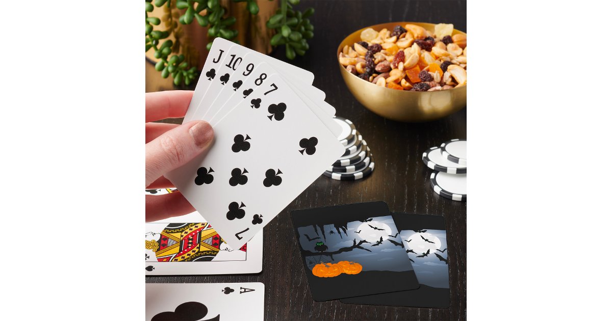 Spooky Halloween Night Scene Poker Cards | Zazzle