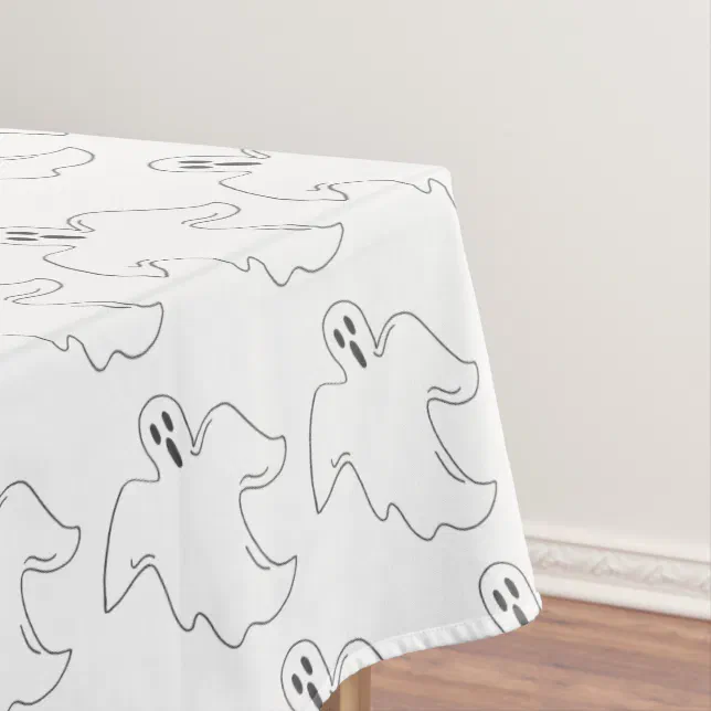 Spooky Halloween Party Ghost Print Decor Tablecloth | Zazzle