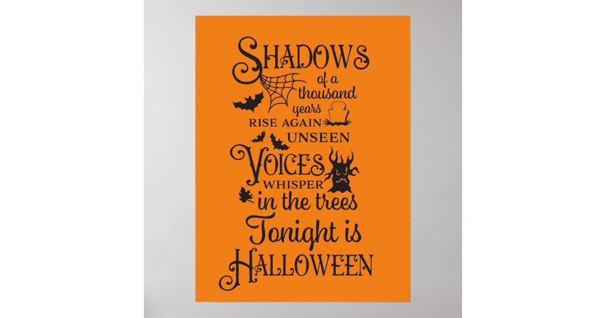 spooky Halloween party poem Poster | Zazzle
