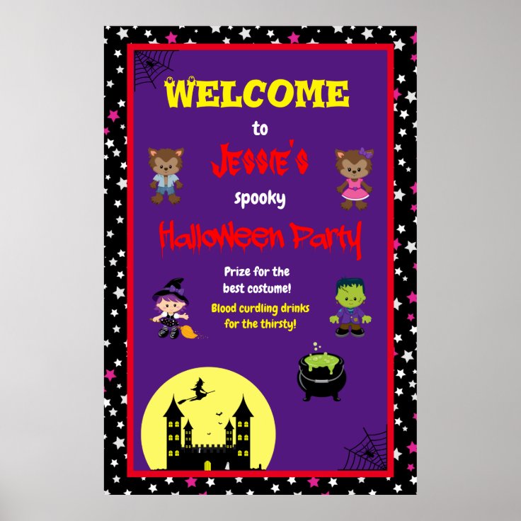 Spooky Halloween Party Welcome Poster | Zazzle