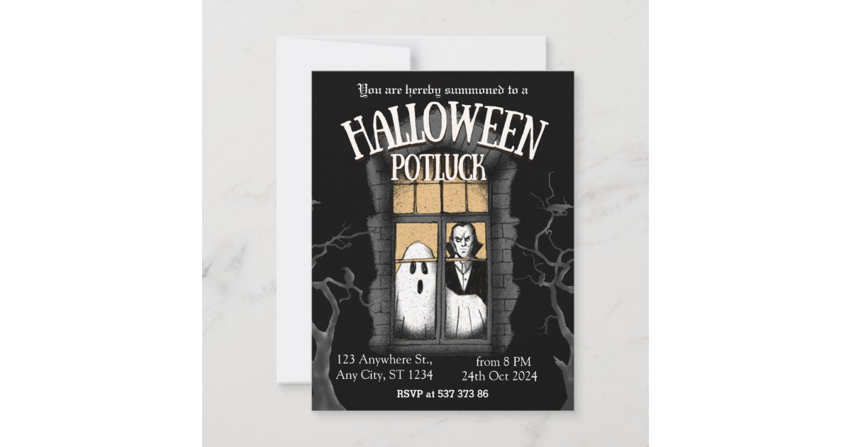 Spooky Halloween Potluck Invitation | Zazzle