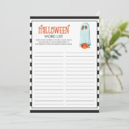 Spooky Halloween Themed Word List Game Cards | Zazzle