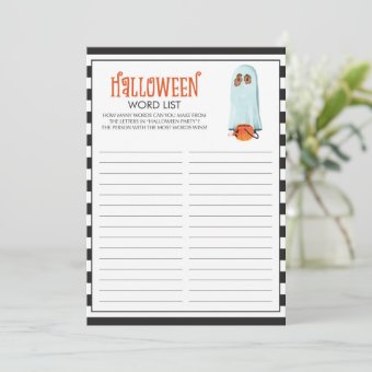 Spooky Halloween Themed Word List Game Cards | Zazzle