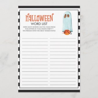 Spooky Halloween Themed Word List Game Cards | Zazzle