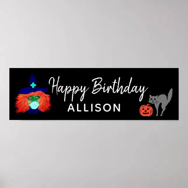 Spooky Happy Halloween Birthday Party Personalized Poster | Zazzle