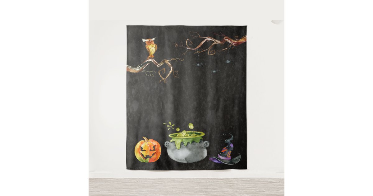 Spooky Happy Halloween Whimsical Photo Backdrop | Zazzle