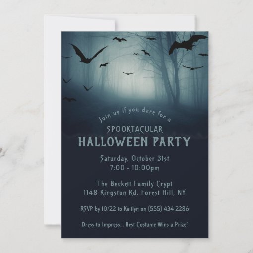 Spooky Haunted Forest Halloween Party Invitation | Zazzle