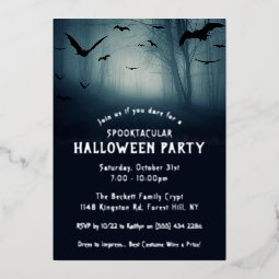 Spooky Haunted Forest Halloween Party Real Foil Invitation | Zazzle