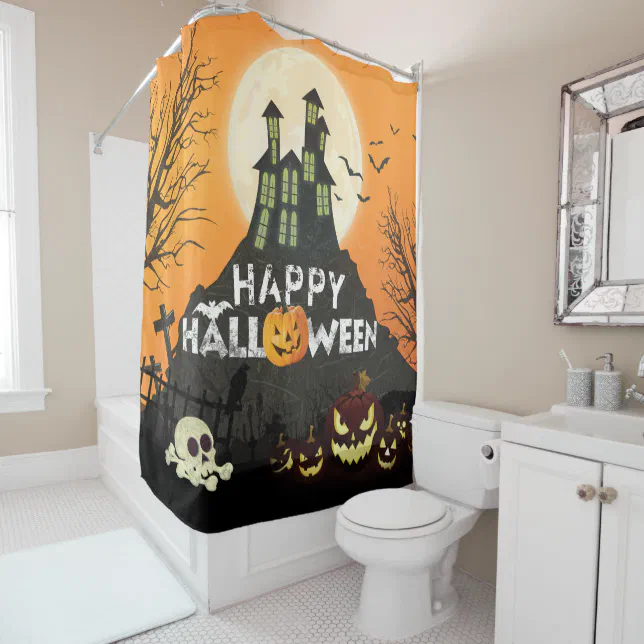 Spooky Haunted House Costume Night Sky Halloween Shower Curtain Zazzle