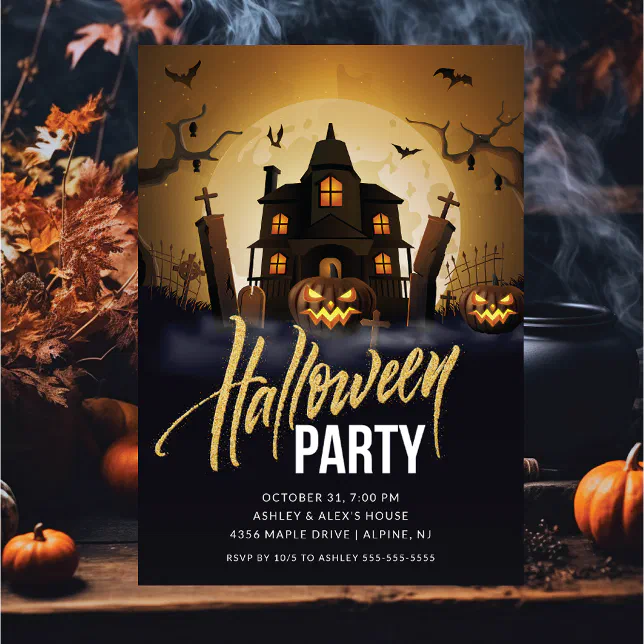 Spooky Haunted House Halloween Invitation | Zazzle