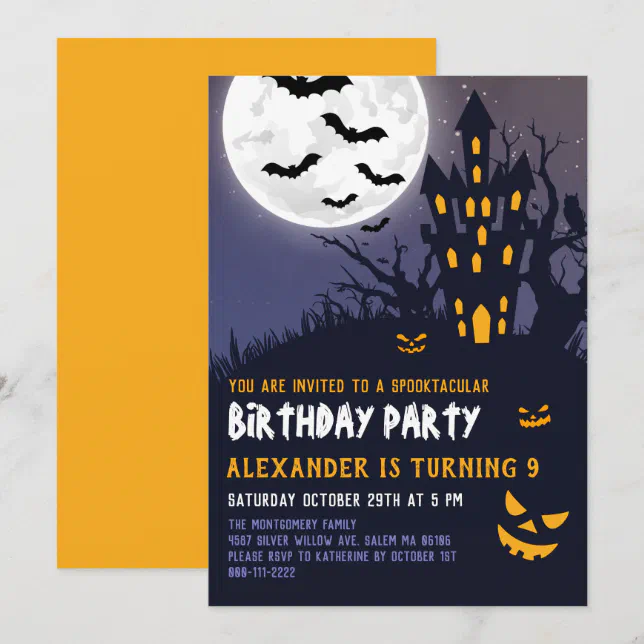 Spooky Haunted House Halloween Kids Birthday Party Invitation | Zazzle