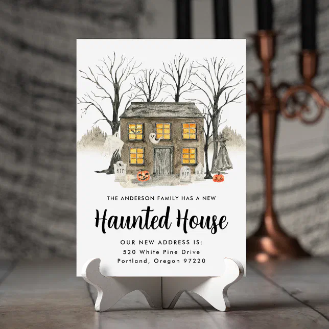 Spooky Haunted House Halloween Moving Announcement | Zazzle