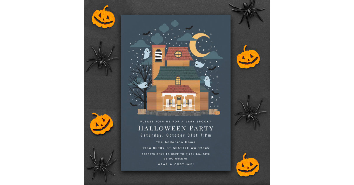 Spooky Haunted House Halloween Party Invitation | Zazzle