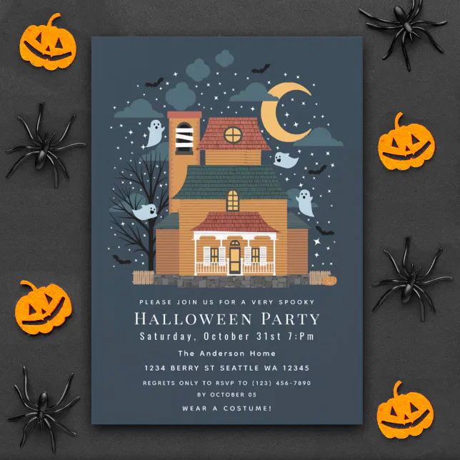 Spooky Haunted House Halloween Party Invitation | Zazzle