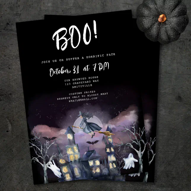 Spooky Haunted House Halloween Party Invitation | Zazzle