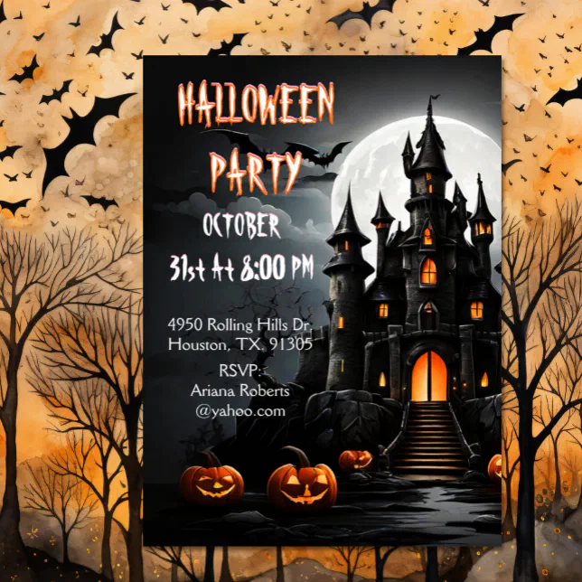 Spooky Haunted House Halloween Party Invitation | Zazzle