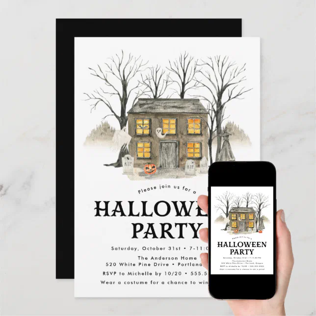 Spooky Haunted House Halloween Party Invitation | Zazzle