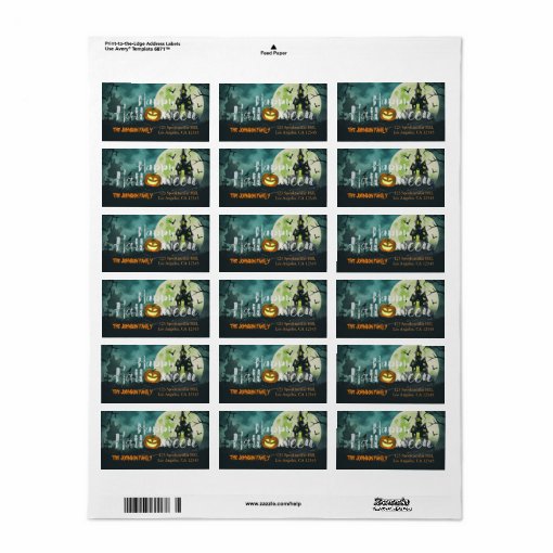 Spooky Haunted House Night Sky Halloween Address Label | Zazzle