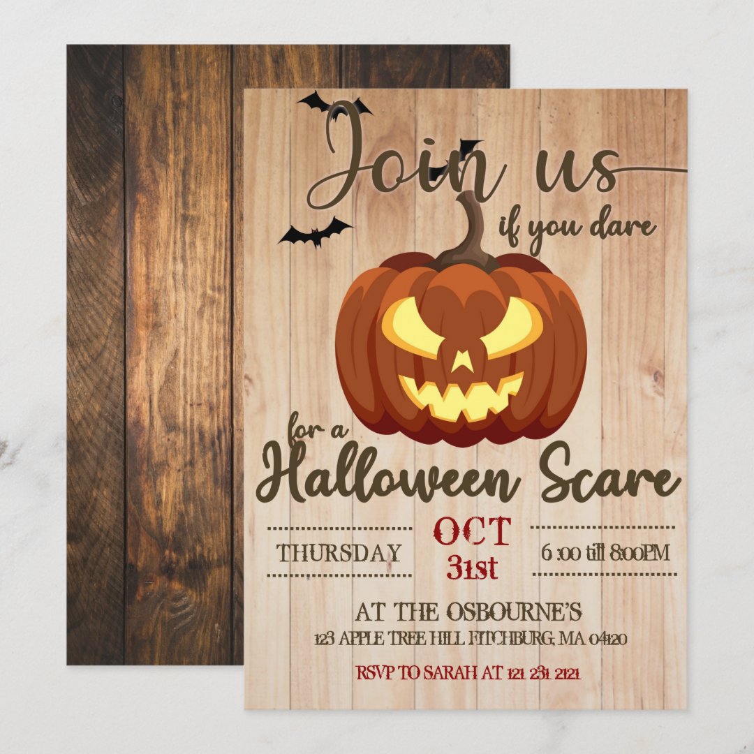 Spooky Haunted Pumpkin Carving Halloween Scary Invitation | Zazzle