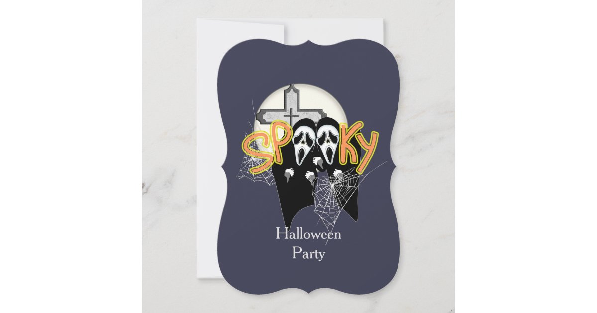 Spooky Haunting Screaming Ghost Faces Halloween Invitation | Zazzle