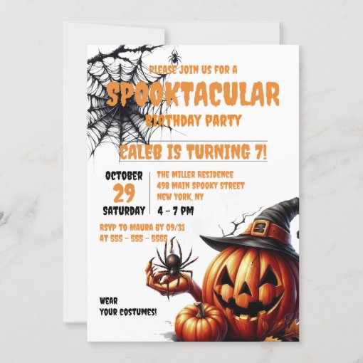 Spooky Jack-o’-Lantern Halloween Birthday Party Invitation | Zazzle
