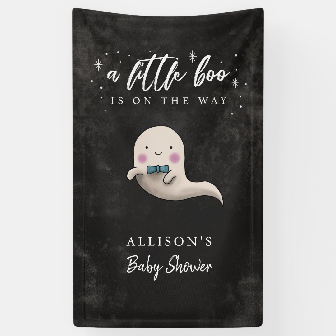 Spooky Little Boo Boy Baby Shower Banner | Zazzle