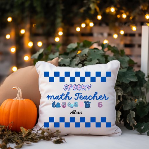 Spooky Math Teacher Personalized Name Halloween Throw Pillow | Zazzle