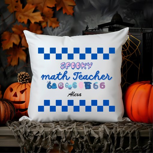 Spooky Math Teacher Personalized Name Halloween Throw Pillow | Zazzle