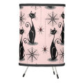 Spooky Meow Retro Atomic Cats on Pink Tripod Lamp | Zazzle
