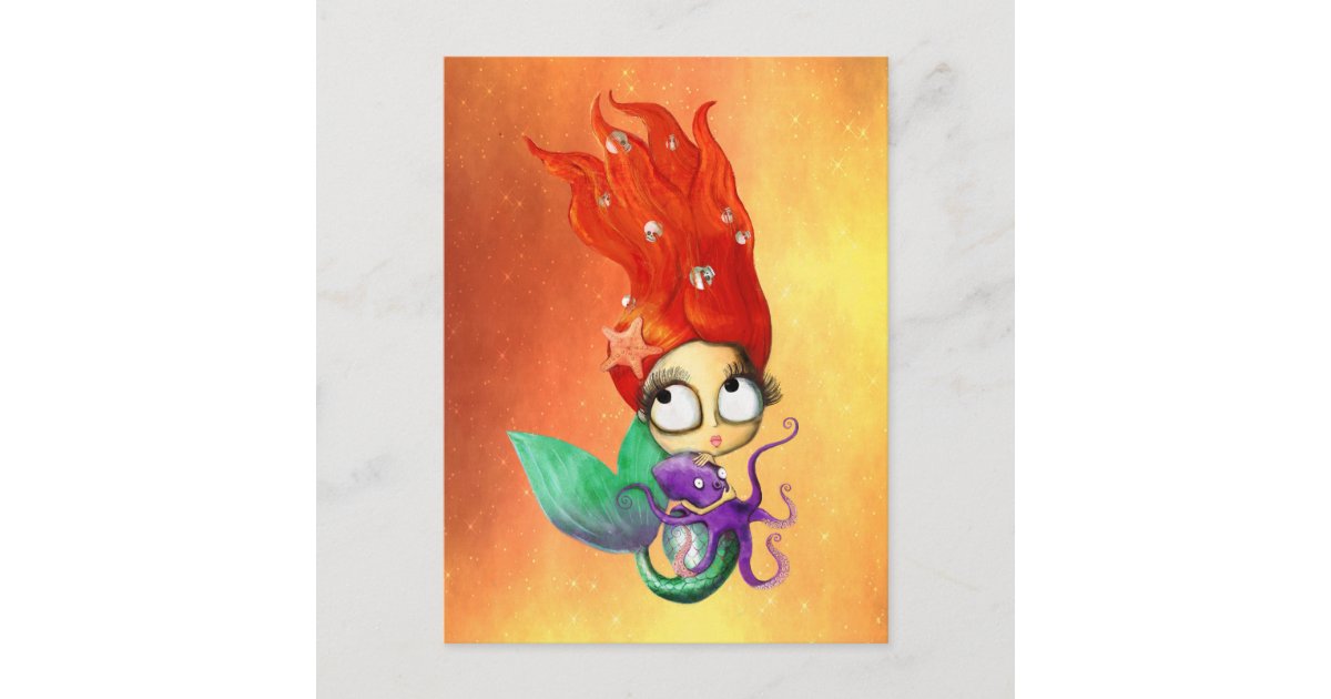 Spooky Mermaid with Octopus Postcard | Zazzle