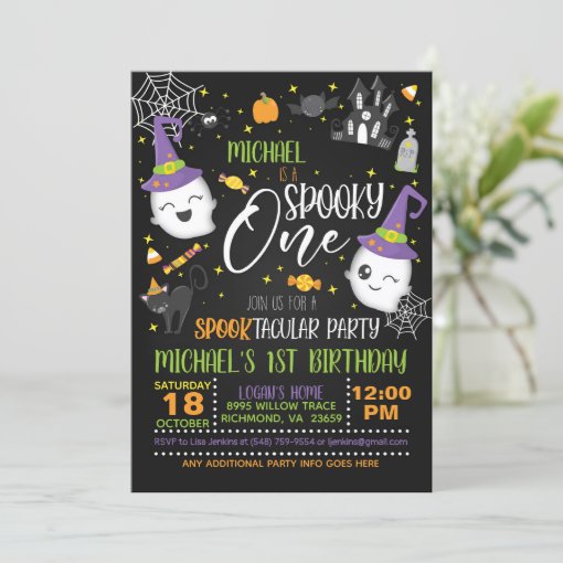 Spooky One Birthday Invitation - Blk | Zazzle
