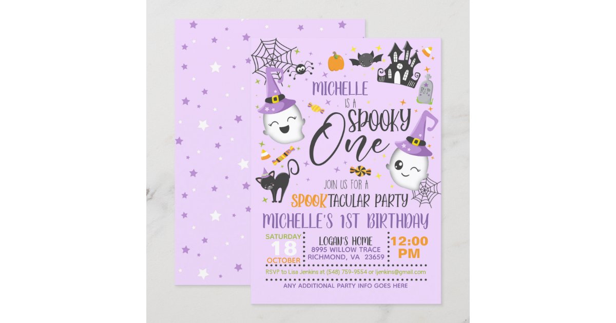 Spooky One Birthday Invitation - Purple | Zazzle