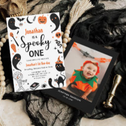 Spooky One Boy Halloween 1st Birthday Invitation | Zazzle
