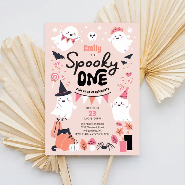 Spooky One Cute Ghost 1st Birthday Party Invitation | Zazzle