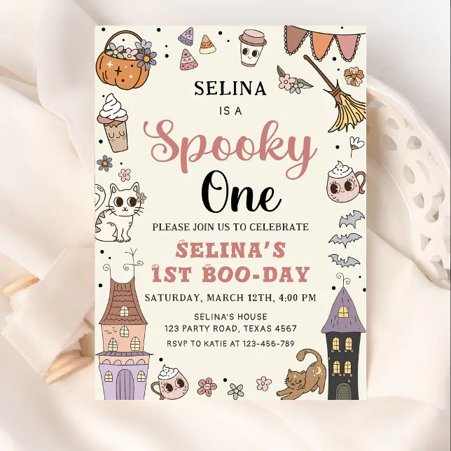 Spooky One Cute Ghost Halloween 1st Birthday Invitation | Zazzle