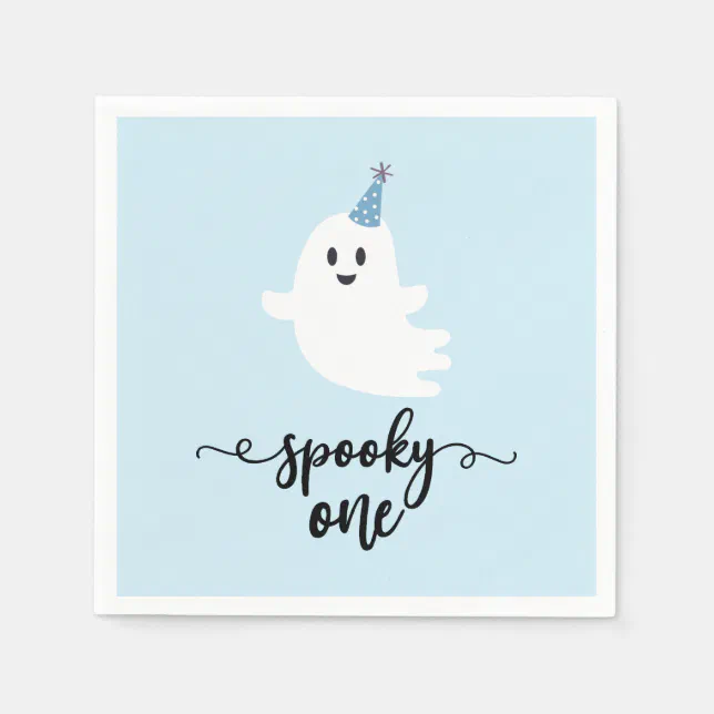 Spooky One Cute Ghost Halloween 1st Birthday Napkins | Zazzle