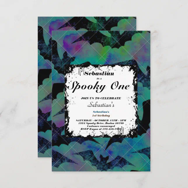 Spooky One Cute Halloween Ghost 1st Birthday Party Invitation | Zazzle