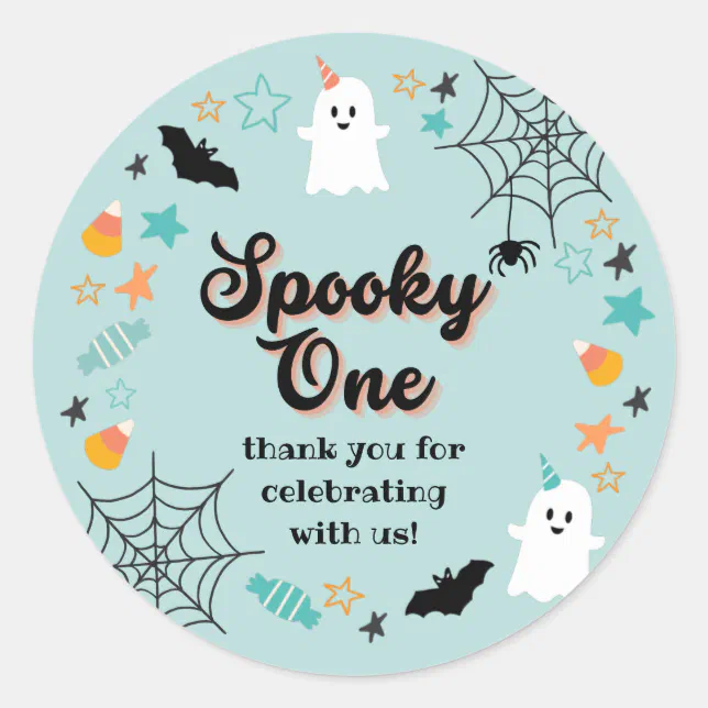 Spooky One Gender Neutral Halloween Birthday Classic Round Sticker | Zazzle