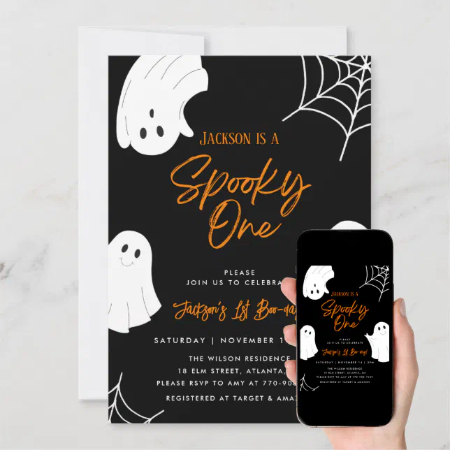 Spooky One Ghost 1st Birthday Invitation | Zazzle
