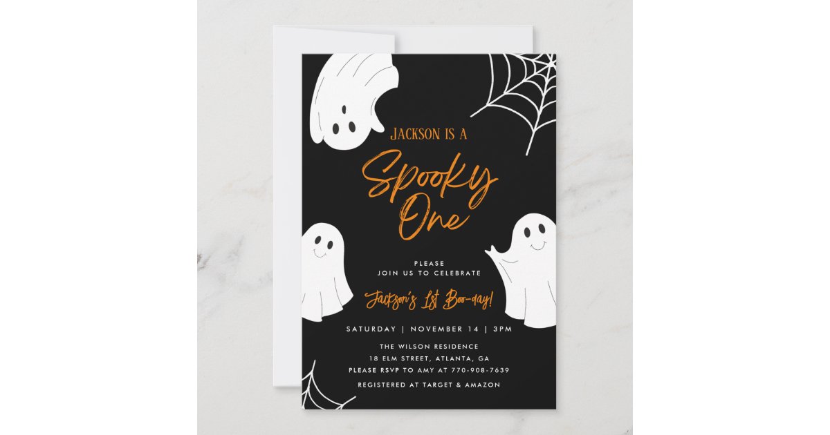 Spooky One Ghost 1st Birthday Invitation | Zazzle