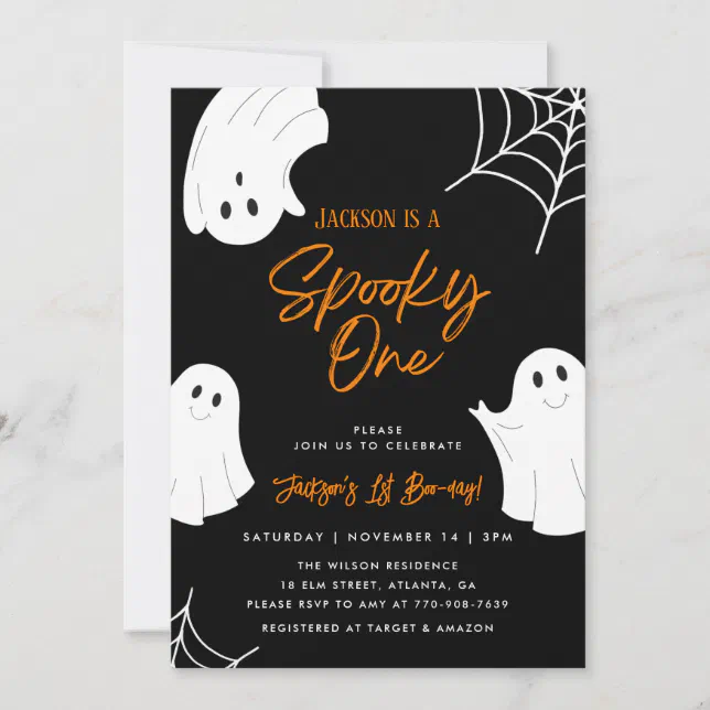 Spooky One Ghost 1st Birthday Invitation | Zazzle