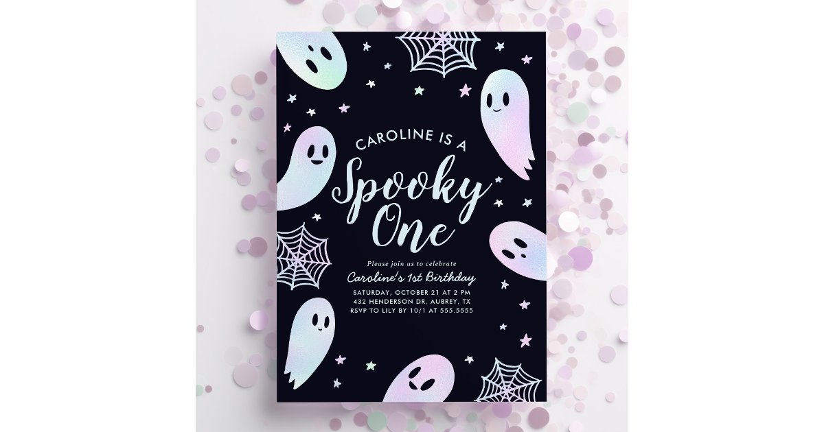Spooky One Ghost Halloween 1st Birthday Invitation | Zazzle