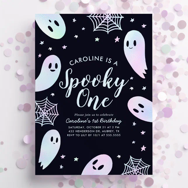 Spooky One Ghost Halloween 1st Birthday Invitation | Zazzle