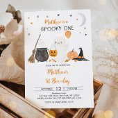 Spooky One Ghost Pumpkin Halloween First Birthday Invitation | Zazzle