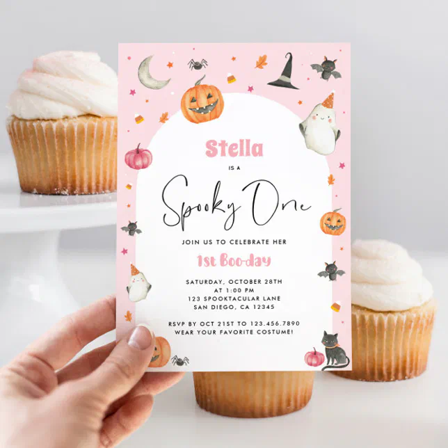 Spooky One Girl 1st Boo-Day Halloween Invitation | Zazzle