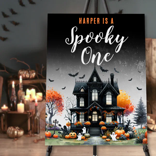 Spooky One Halloween 1st Birthday Party Sign | Zazzle